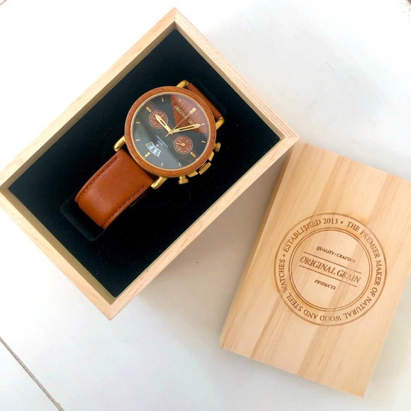 Original Grain | Accessories | Original Grain Mens Watch Cognac Chrono ...
